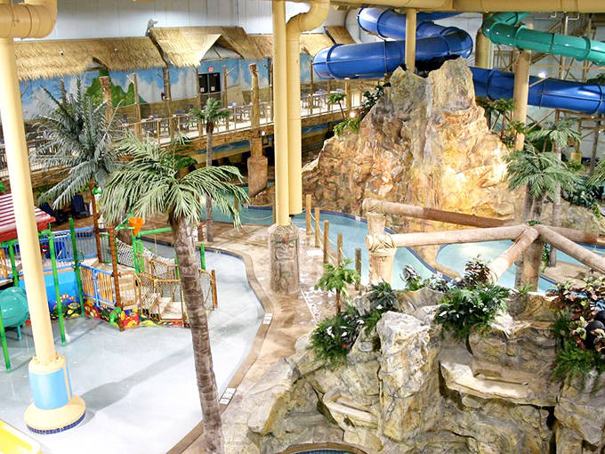 The Edgewater's vibrant sign stands like a tropical beacon in Duluth, promising aquatic adventures that make you forget you're in Minnesota.