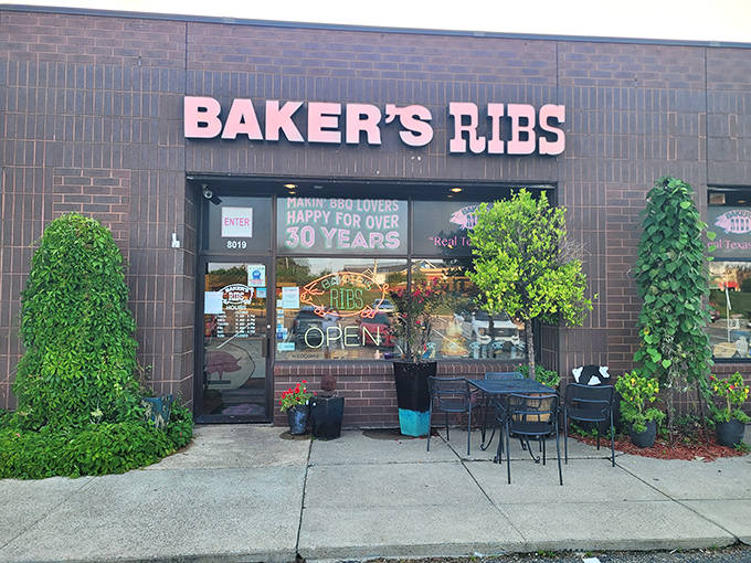 The unassuming brick facade of Baker's Ribs hides a smoky paradise within &ndash; like finding a treasure chest disguised as a shoebox.