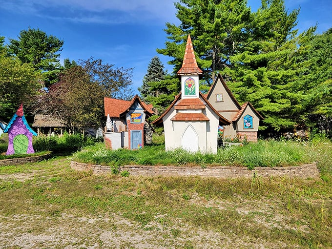 Fairy tale architecture comes to life in Wolverine's Gnome Village, where whimsy meets woodland in perfect harmony.