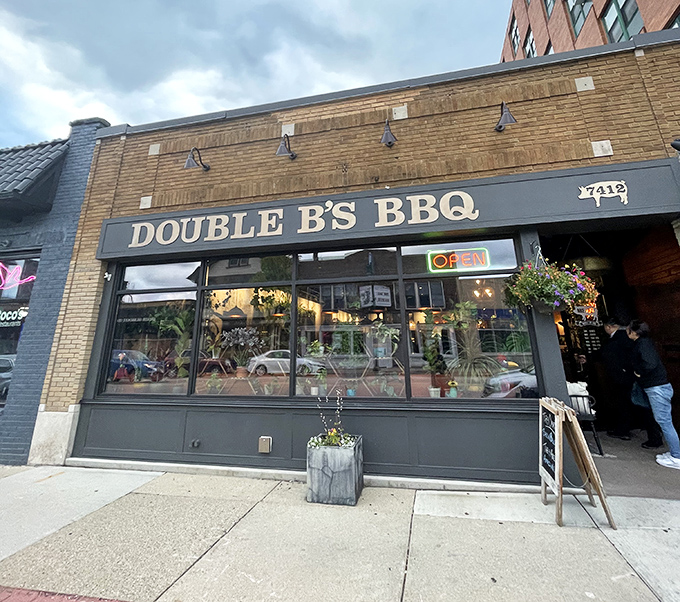 The unassuming brick facade of Double B's BBQ hides a smoky paradise within &ndash; like finding a treasure chest disguised as an ordinary box.