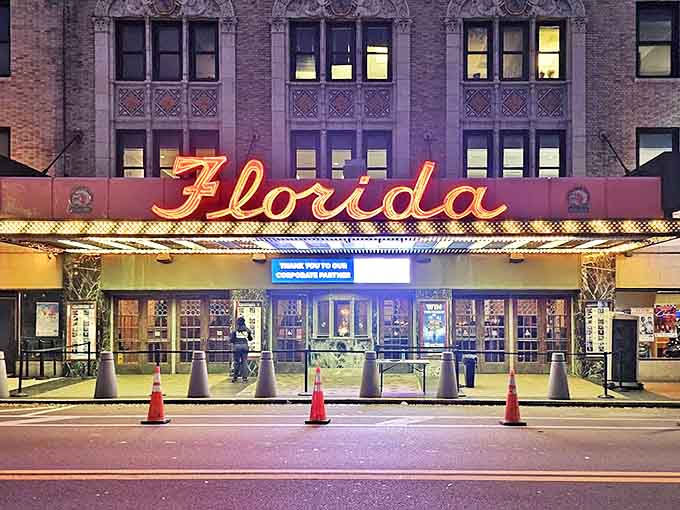 The iconic red "Florida" sign blazes against the night sky, a beacon of entertainment that's been drawing Jacksonville crowds since the Roaring Twenties.