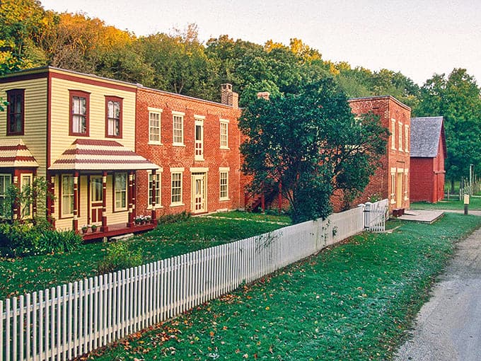 Historic Forestville's perfectly preserved buildings stand like sentinels of the past, their brick facades whispering stories of 19th-century frontier life.
