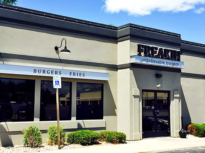 The unassuming exterior of Freakin' Unbelievable Burgers hides a world of flavor within. Like finding a diamond in a very tasty rough.