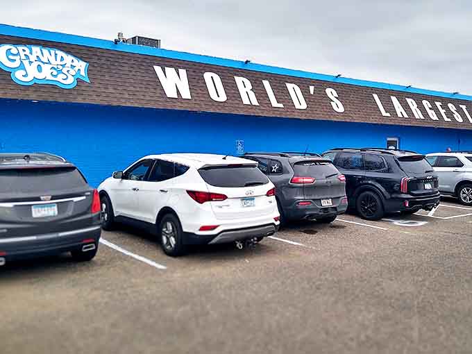 The iconic blue exterior of Grandpa Joe's boldly proclaims its sweet supremacy &ndash; subtlety isn't on the menu here.