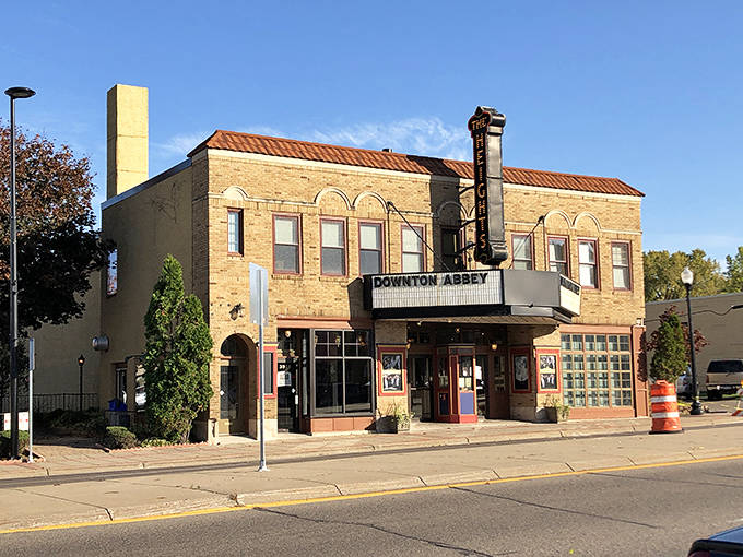 The Heights Theater stands proudly on Central Avenue, its vintage marquee a beacon of cinematic nostalgia in Columbia Heights.