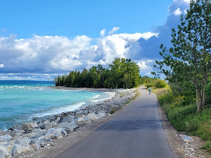 The Little Traverse Wheelway hugs Michigan's shoreline like a lover, offering cyclists front-row seats to Lake Michigan's ever-changing moods and hues.