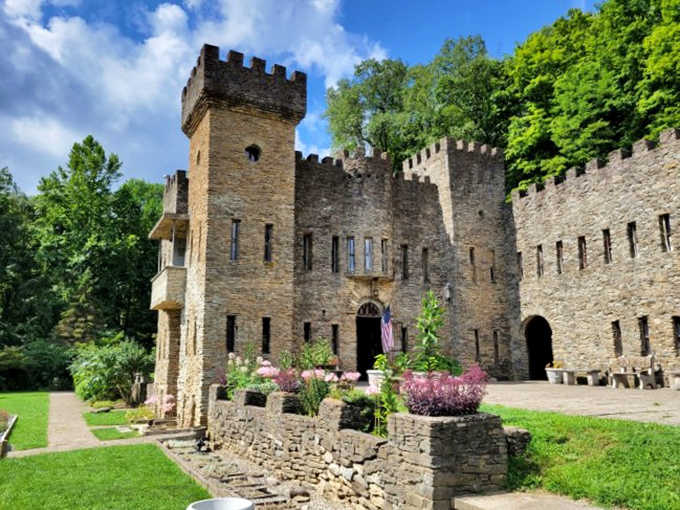 Loveland Castle rises from the Ohio landscape like a medieval mirage, its stone walls and turrets defying both time and geography.