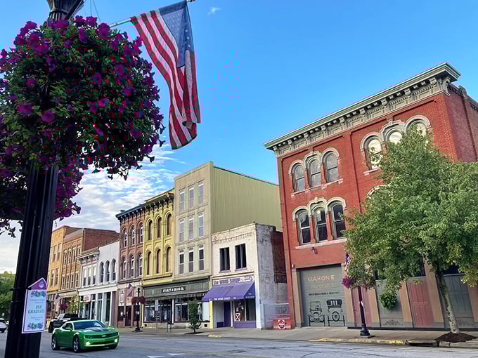 Marietta's historic downtown showcases perfectly preserved 19th-century architecture, where brick buildings stand proudly against the Ohio sky like architectural time travelers.