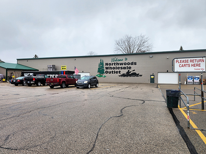 The unassuming exterior of Northwoods Wholesale Outlet belies the wonderland of outdoor treasures waiting inside. Michigan's best-kept secret stands ready for adventure.
