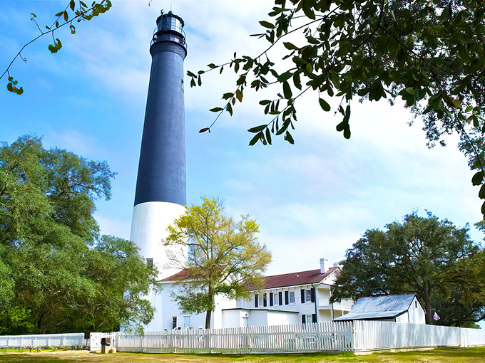 Pensacola Lighthouse: Standing tall since 1859, this black-and-white giant has been the Gulf Coast's most reliable neighbor, never once complaining about the weather.