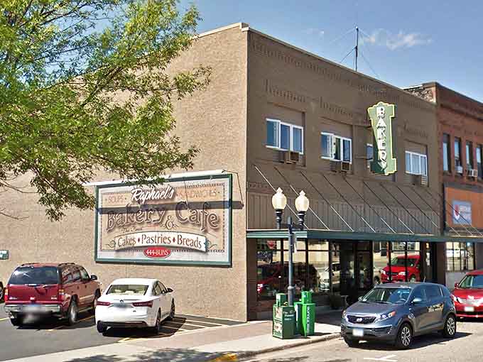 Raphael's Bakery & Cafe stands proudly on a Bemidji corner, its vintage sign promising carb-laden delights within those brick walls.