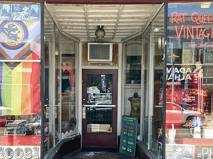 The unassuming entrance to Rat Queen Vintage beckons with promise &ndash; a portal to decades past hiding in plain sight on Ferndale's bustling Woodward Avenue.
