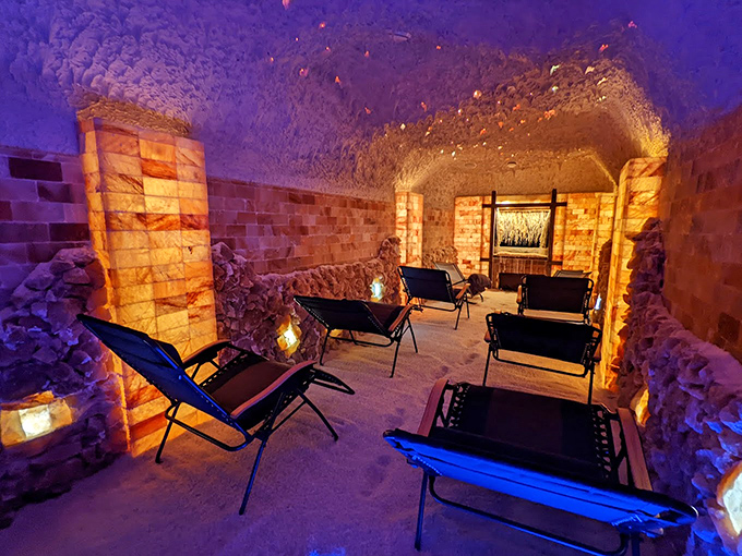 Step into another world at Salty's salt cave, where amber-hued Himalayan salt walls create a sanctuary of calm and healing in Medina.