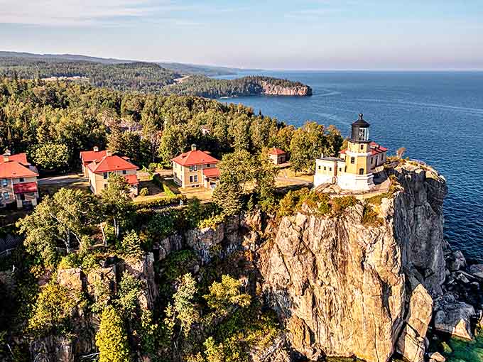 Split Rock Lighthouse stands majestically on its 130-foot cliff, like nature's perfect postcard waiting to be sent home to make friends jealous.