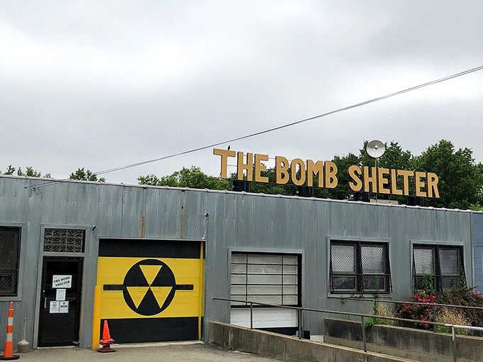 The Bomb Shelter: Where Cold War aesthetics meet vintage treasure hunting. That nuclear symbol isn't just decoration&mdash;it's a warning that nostalgia levels inside may cause spontaneous joy.