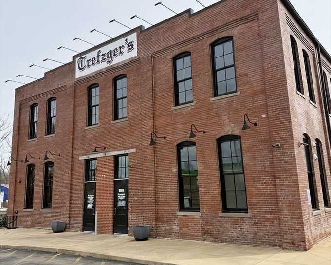 Trefzger's brick exterior stands as a monument to sweetness in Peoria Heights, promising delicious treasures within those historic walls.