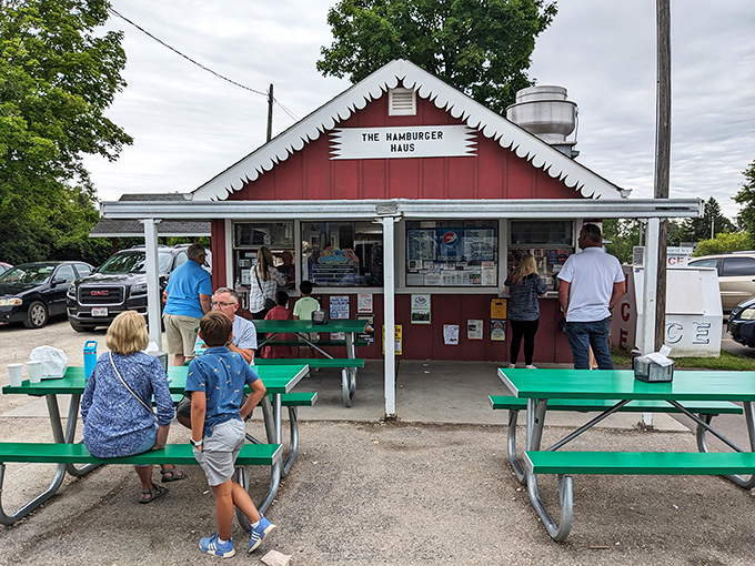 The iconic red shack with white scalloped trim beckons hungry visitors like a beacon of deliciousness in Elkhart Lake.