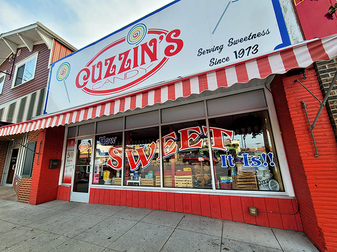 That red and white striped awning has been beckoning sweet-toothed travelers since 1973, like a lighthouse for sugar seekers.