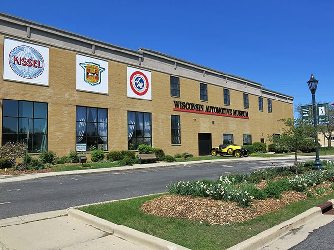 The Wisconsin Automotive Museum's sturdy brick exterior houses treasures that would make any car enthusiast's heart race faster than a Kissel at full throttle.