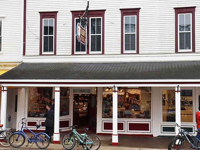 The classic white clapboard exterior of Joann's Fudge beckons sweet-toothed visitors like a sugary siren call to Main Street's pedestrians.