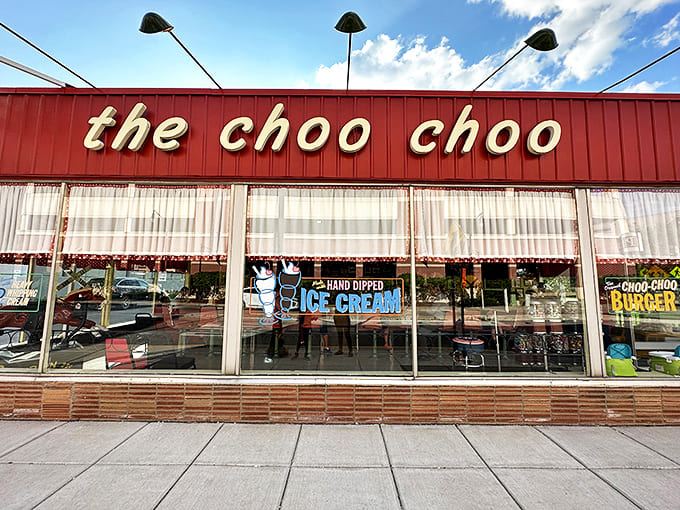 The iconic red exterior of The Choo Choo beckons with retro charm and the promise of a dining adventure unlike any other in Des Plaines.