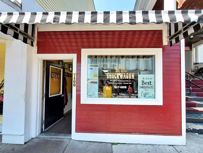 The little red building with its jaunty striped awning doesn't scream "famous burgers here," but locals know better. Michigan's tastiest secret hides in plain sight.