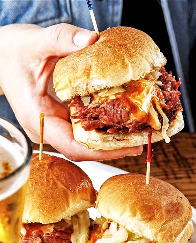 These beef sliders prove good things come in small packages &ndash; topped with caramelized onions and special sauce, they're perfect for sharing (though you won't want to).