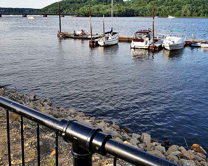 Boats of all kinds find harbor along Stillwater's welcoming shores, from humble fishing vessels to elegant gondolas.