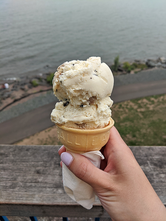 The golden ratio of waffle cone to purple perfection. Some mathematicians study numbers; the true geniuses engineer ice cream scoops like this.