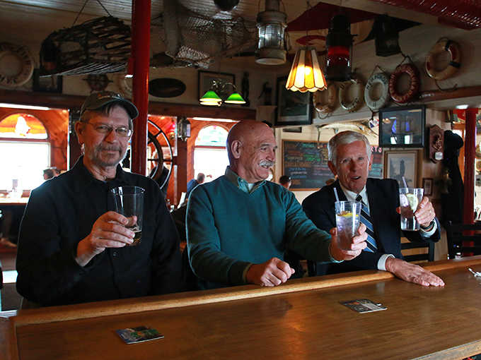 The bar regulars look completely at home amid the maritime memorabilia &ndash; they don't need menus, just friendly conversation and familiar comfort.