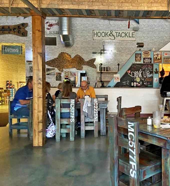 Every chair bears a Michigan zip code &ndash; a charming detail that reminds diners they're experiencing something uniquely local in this cozy ground floor dining area.