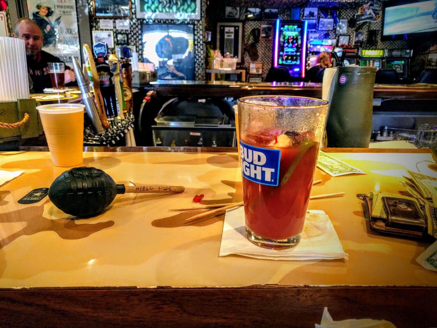 The bar's signature Bloody Mary stands at attention, garnished and ready for duty &ndash; the perfect weekend reconnaissance mission for your taste buds.