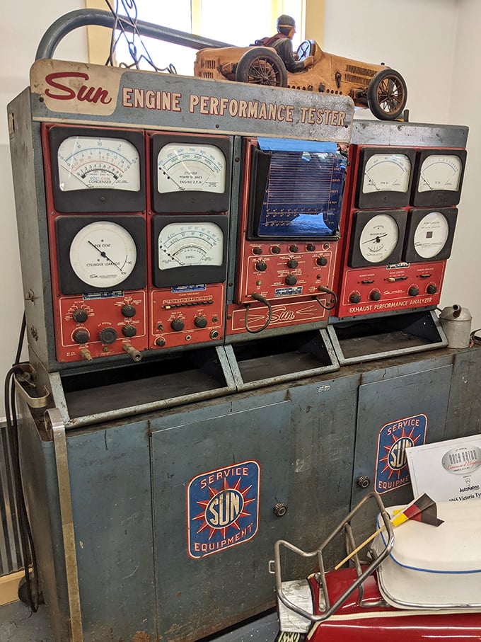 This vintage Sun Engine Performance Tester looks like mission control for tiny cars &ndash; more dials and gauges than the average microcar has horsepower!