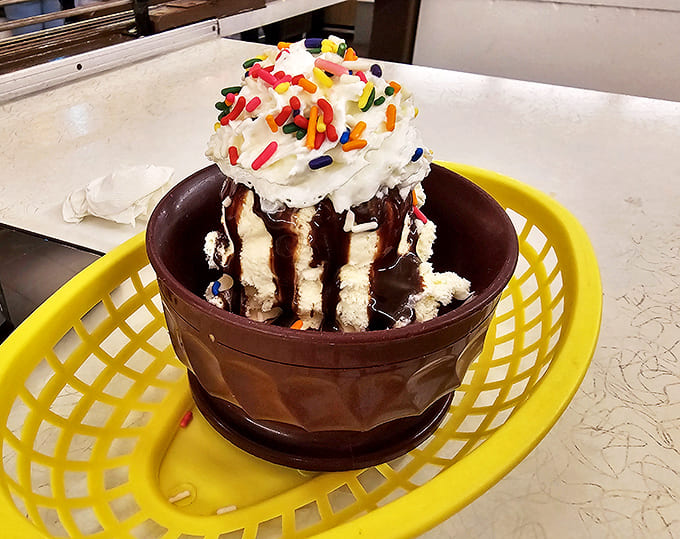 A chocolate sundae that doesn't just satisfy your sweet tooth &ndash; it throws a party for it, complete with sprinkles and whipped cream.