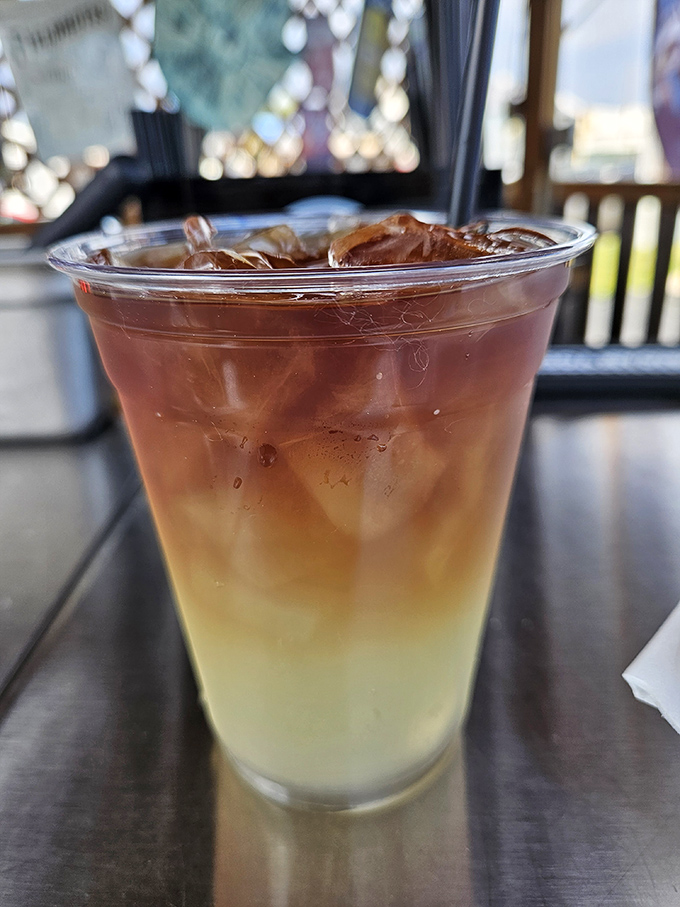 A refreshing layered drink that brings balance to the Force – and to your taste buds after all that savory goodness.