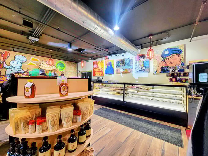 Another angle reveals the spacious interior that somehow manages to feel both modern and nostalgic, like a bakery from your memories but with better lighting.