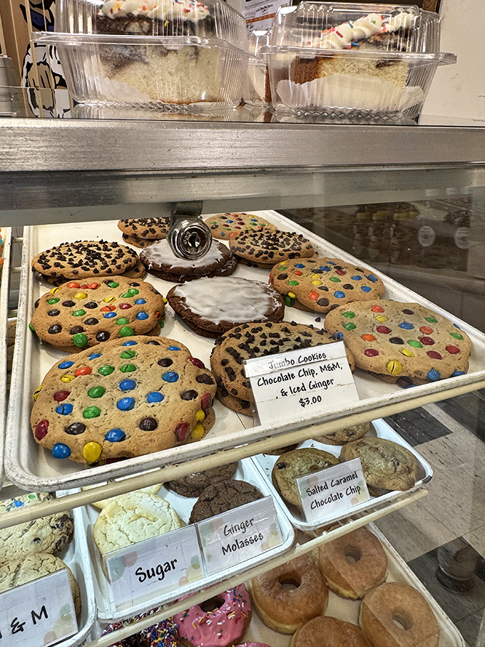 Jumbo cookies that don't mess around &ndash; M&Ms, chocolate chips, and enough dough to satisfy the most serious cookie cravings.