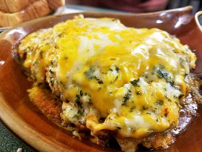 Lasagna might seem like an odd diner choice until you see this cheese-topped beauty that somehow bridges the gap between Italian tradition and Minnesota comfort.