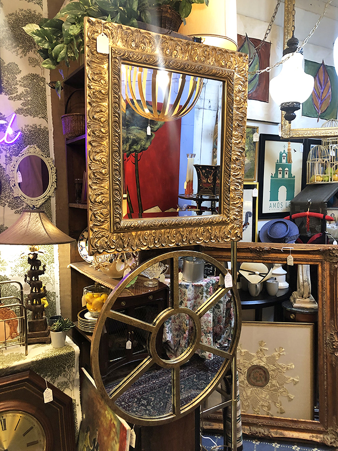 This ornate gold mirror doesn't just reflect your image &ndash; it reflects an era of craftsmanship when everyday objects were made to be both functional and beautiful.