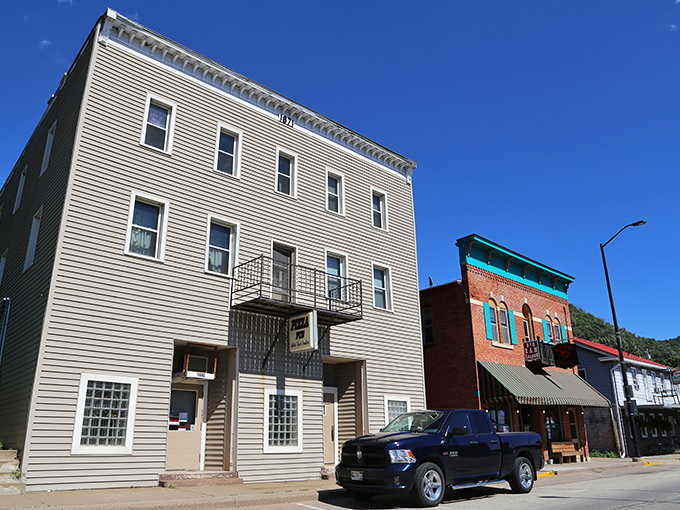 This historic building whispers tales of river commerce when steamboats and lumber built Alma's fortunes.