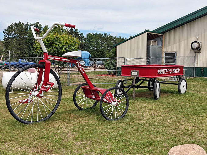 This oversized red wagon reminds us of a time when toys were simple and childhood wasn't complicated by screens.