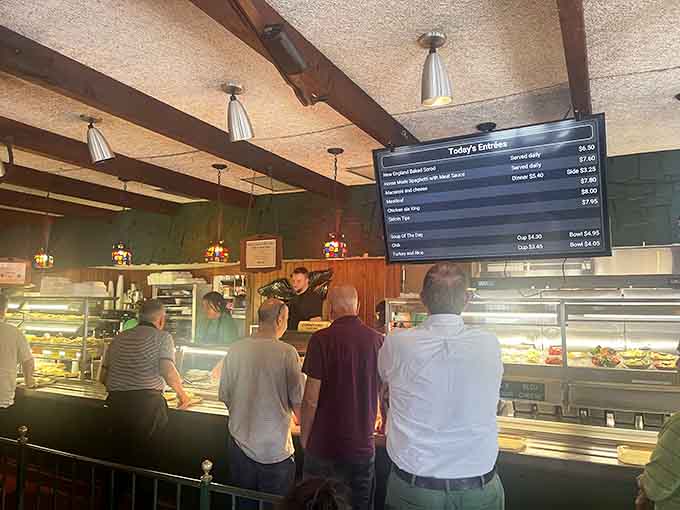 The counter where the magic happens, where you'll watch your meal being prepared and carved fresh, building anticipation with every slice of that knife.