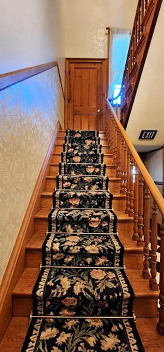 Every step on this floral-runner staircase connects present to past. The Victorians turned even functional elements into opportunities for beauty and craftsmanship.