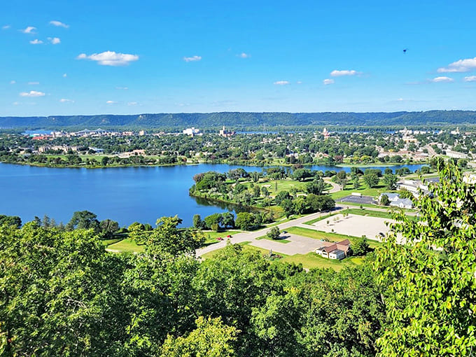 Sugar Loaf Bluff rises like nature's lighthouse above the Mississippi valley, a distinctive landmark visible for miles around.