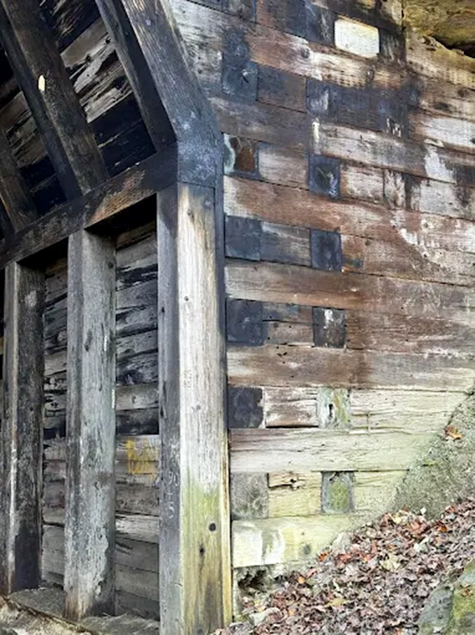 Wall: The intricate wooden lattice reveals the craftsmanship of another era, each timber telling its own story of time and elements.