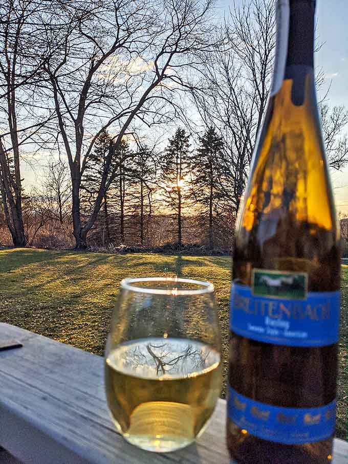 Nature's perfect pairing &ndash; a glass of Breitenbach's finest and an Ohio sunset creating moments worth savoring.