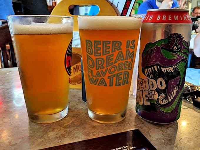 Beer is dream-flavored water proclaims the glass, holding one of many local Minnesota brews that perfectly complement The Nook's legendary burgers.