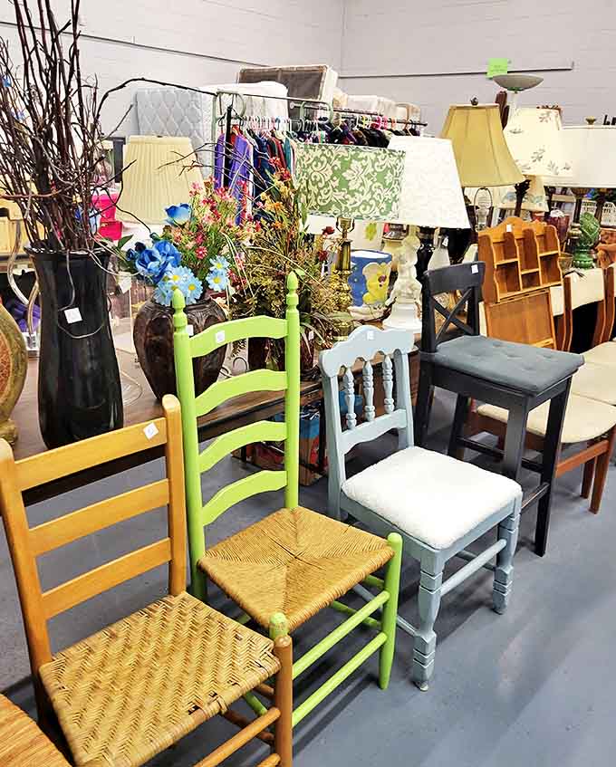 Chair selection that spans decades and styles &ndash; from farmhouse chic to mid-century modern, all waiting for their next home.