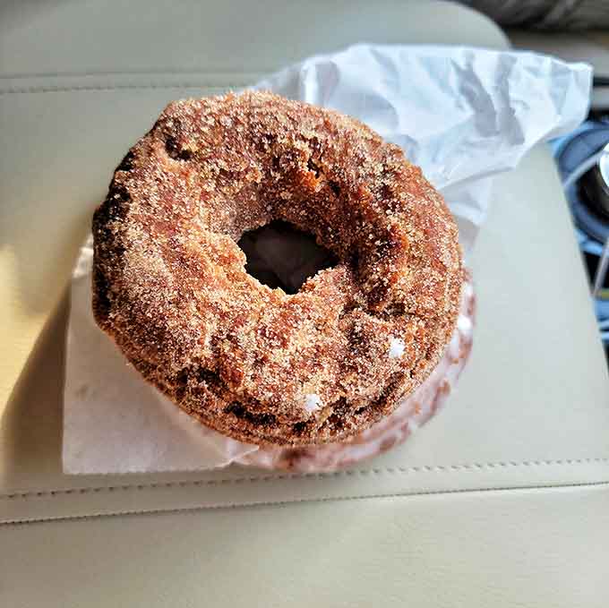 Like the twist's simpler cousin, this sugar-dusted ring delivers pure comfort with each bite &ndash; no fancy frills needed, just donut perfection.