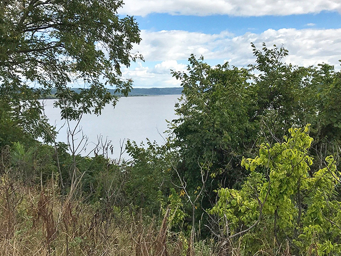 The Mississippi stretches toward the horizon like a blue highway, framed by nature's perfect landscaping and whispers of adventure.